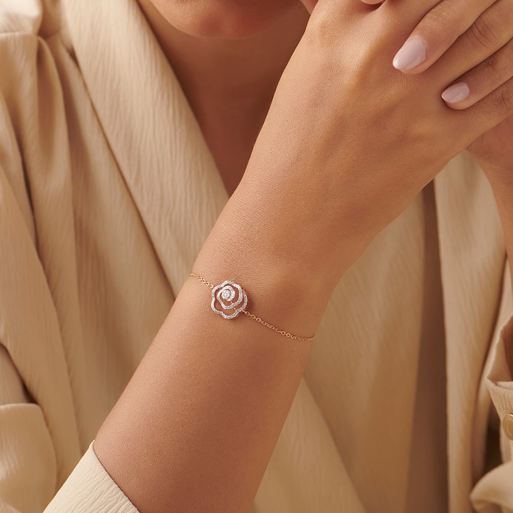 Spiral Flower Diamond Bracelet