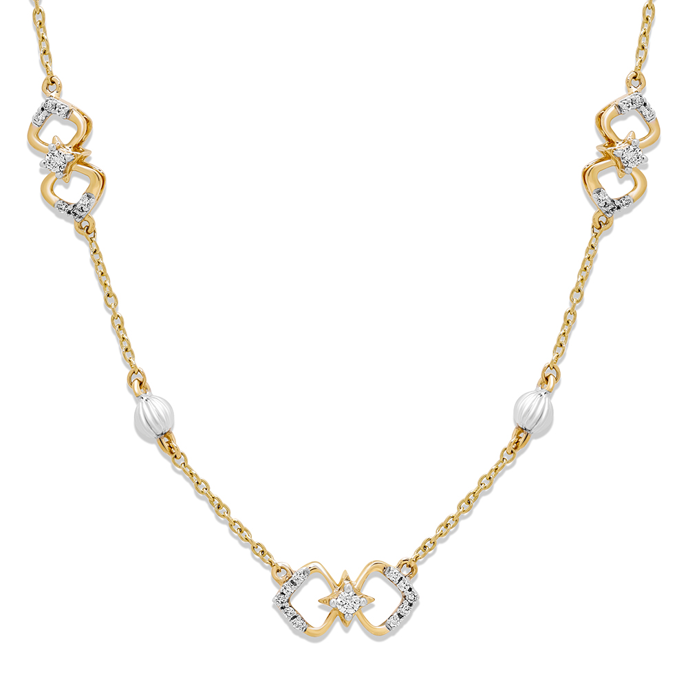 14Kt Yellow Gold Chic Interlock Diamond Necklace