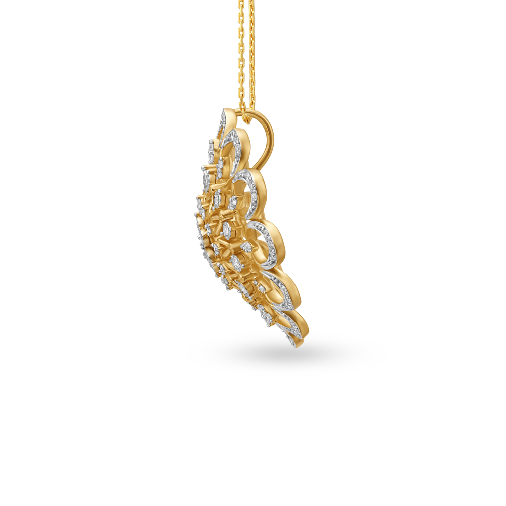Radiant Gleaming Diamond and Gold Pendant