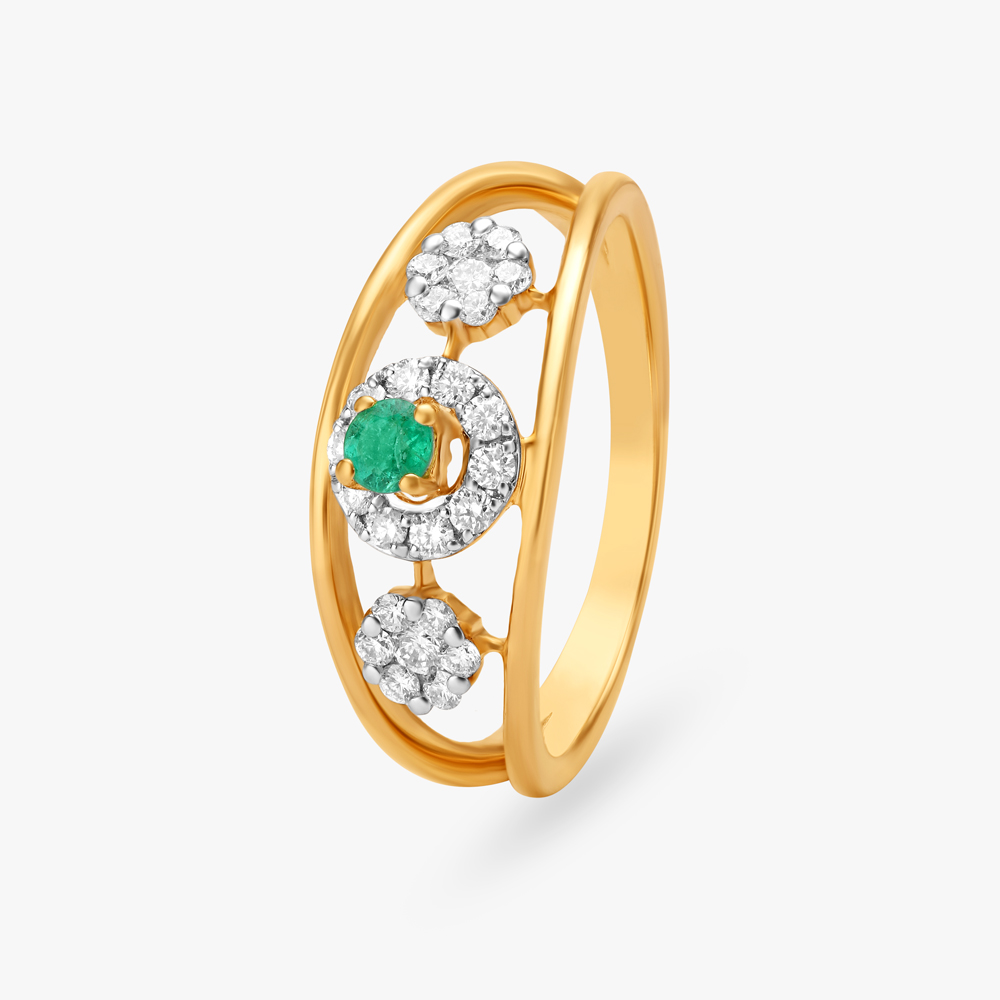 Surreal Diamond and Emerald Ring