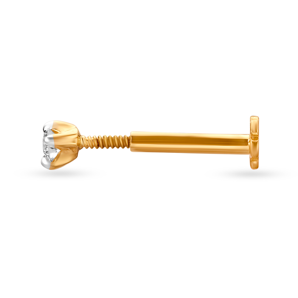 Elegant Gold and Diamond Nose Pin