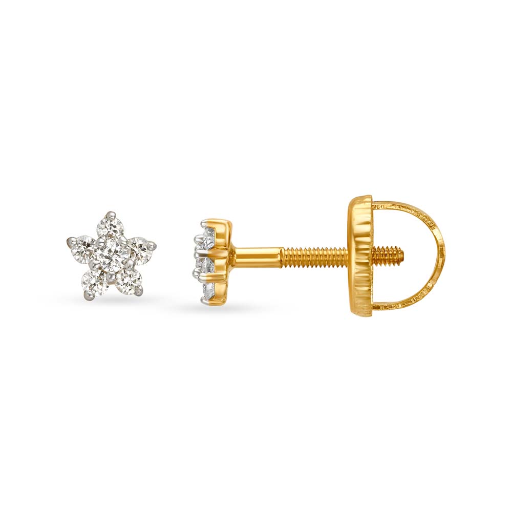 Floral Seven Stone Diamond Stud Earrings