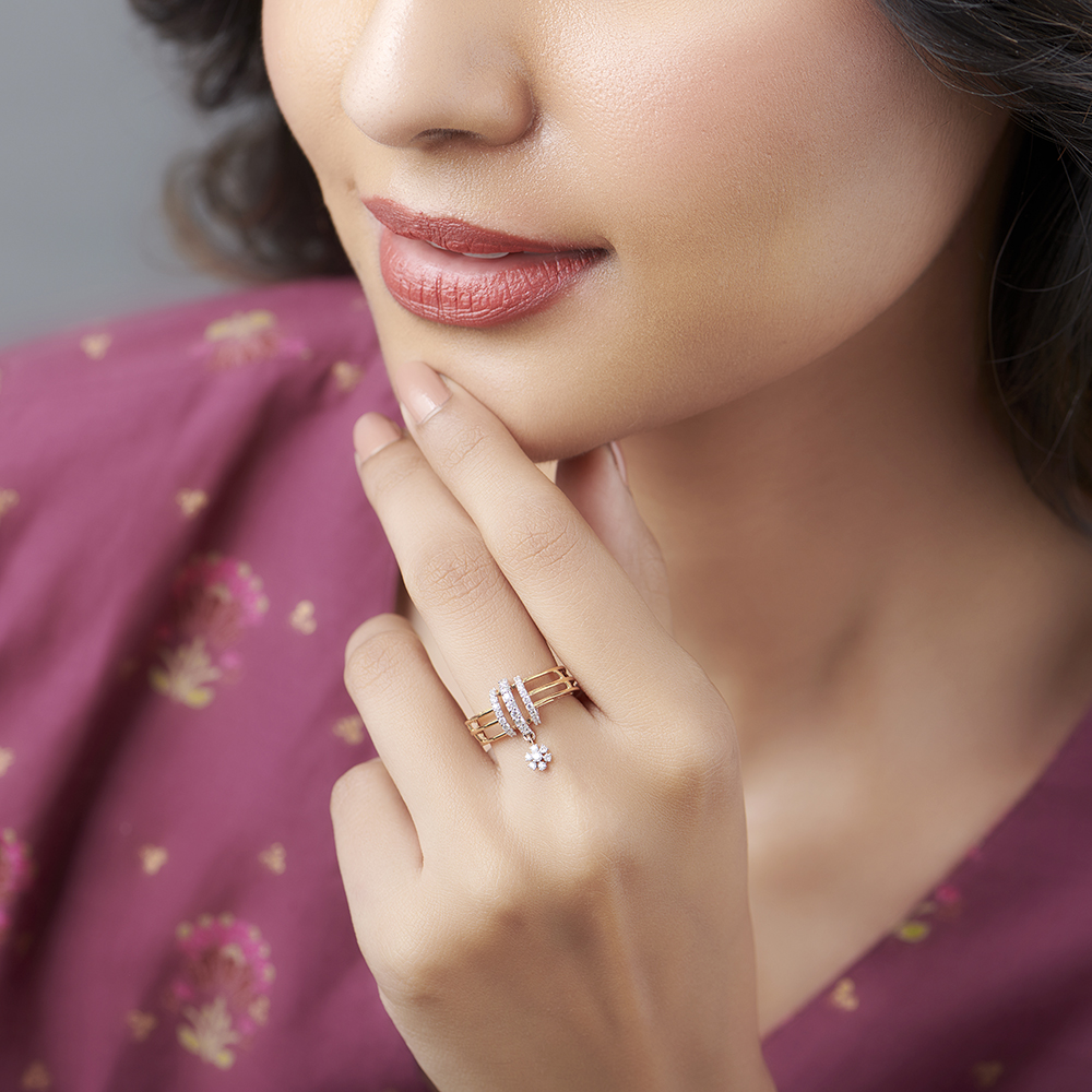 Blossoms Diamond Dangle Ring