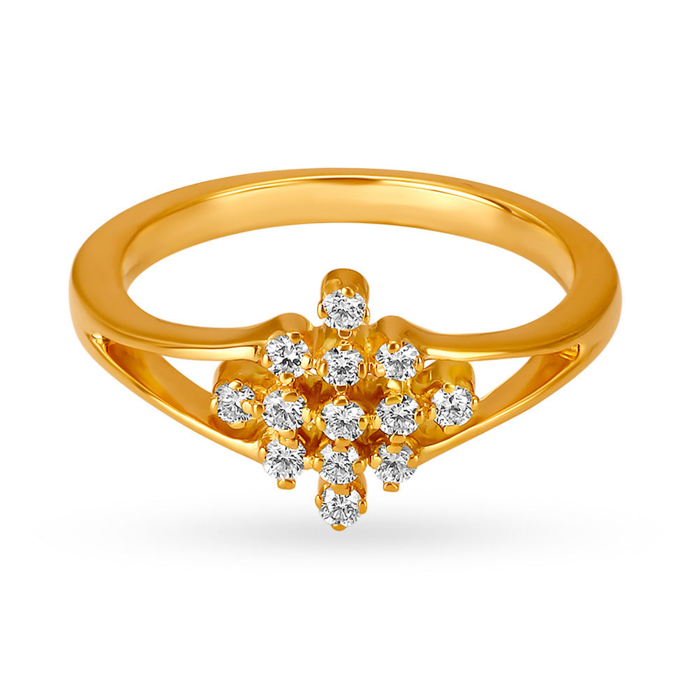 Scintillating 18 Karat Gold And Diamond Square Ring