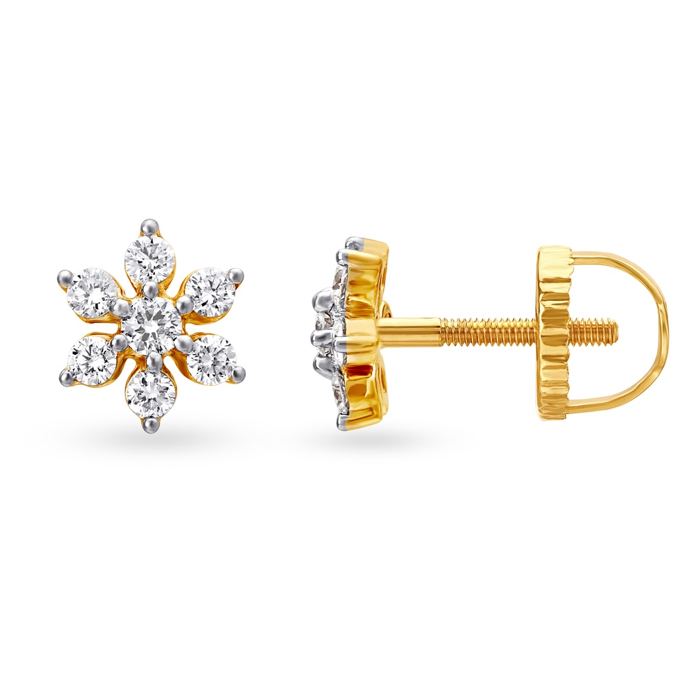 Floral Seven Stone Diamond Stud Earrings