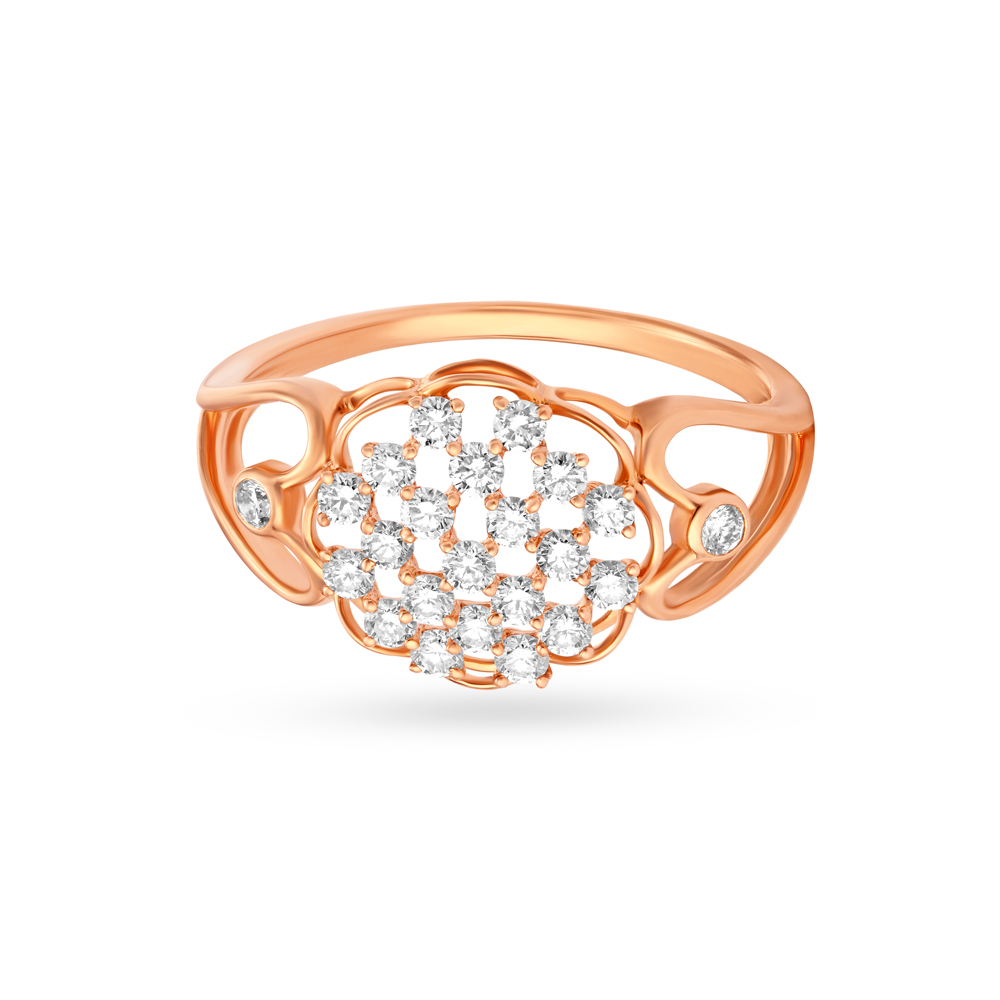 Modern Floral Rose Gold Finger Ring