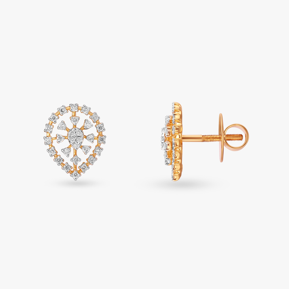 Elegant Leafy Diamond Stud Earrings
