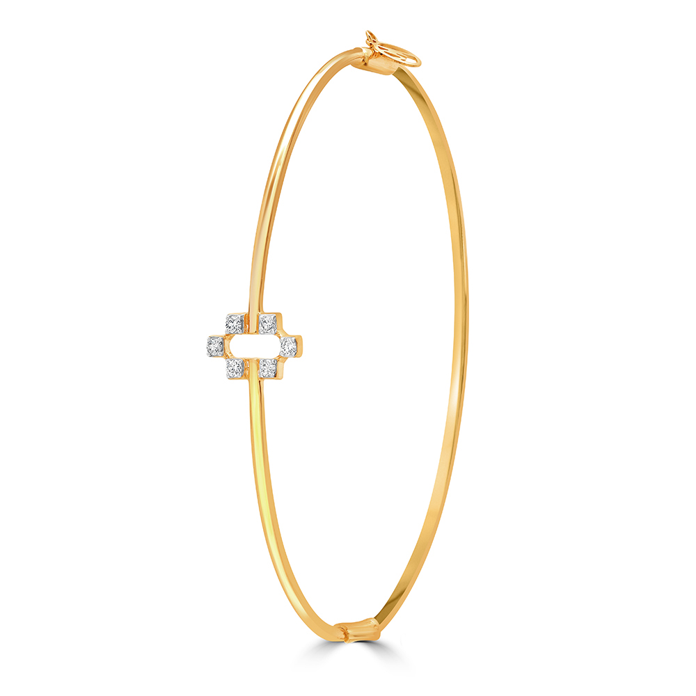 14KT Yellow Gold Radiant Reflections Diamond Bangle