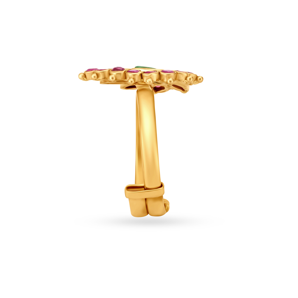 Dainty Gem Studded Gold Ring