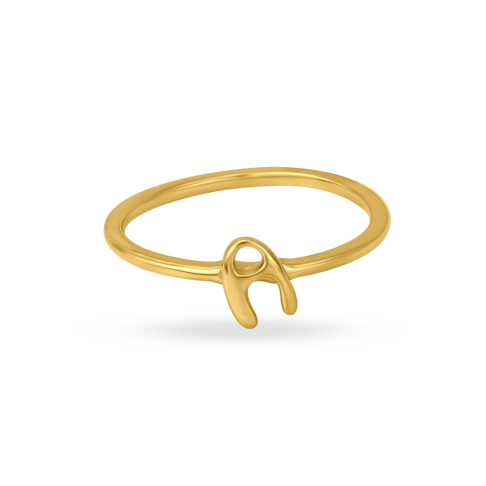 Letter A 14 KT Yellow Gold Initial Ring