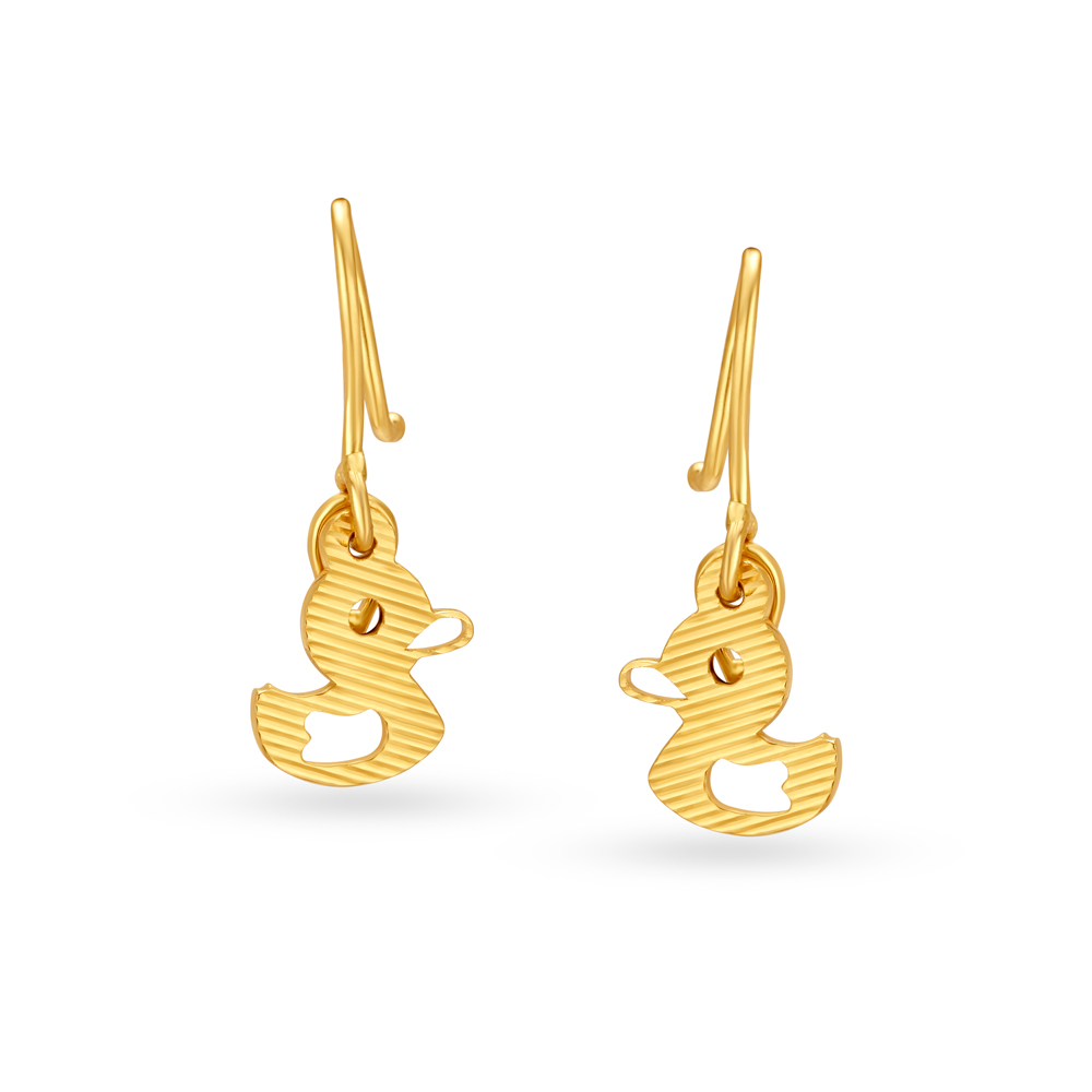 Delightful Duck Pattern Gold Hoop Earrings For Kids