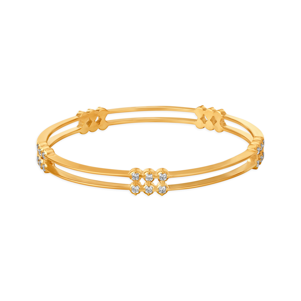 Sleek Diamond Encrusted Gold Bangle