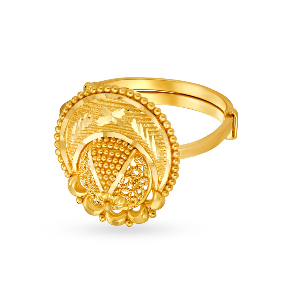 Stunning 22 Karat Yellow Gold Round Gold Ring