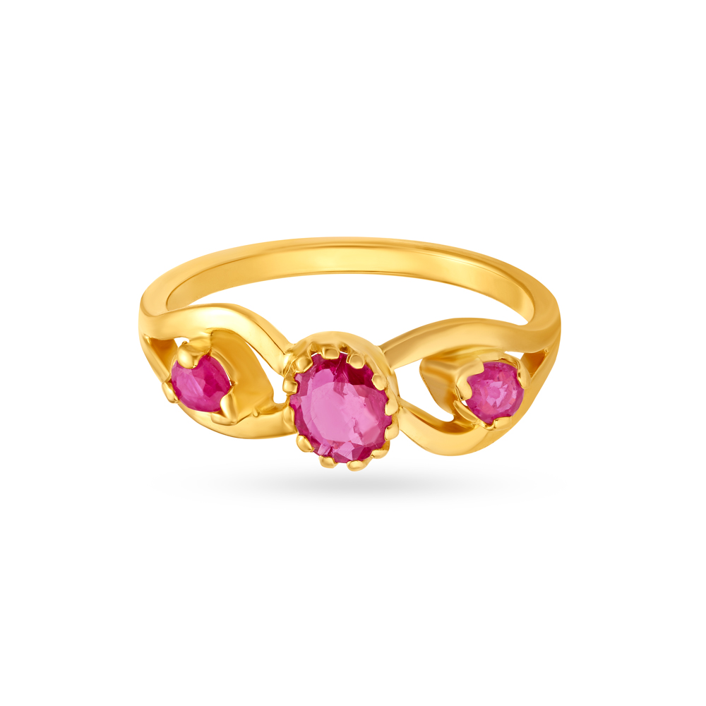 Crossover Ruby Studded God Ring