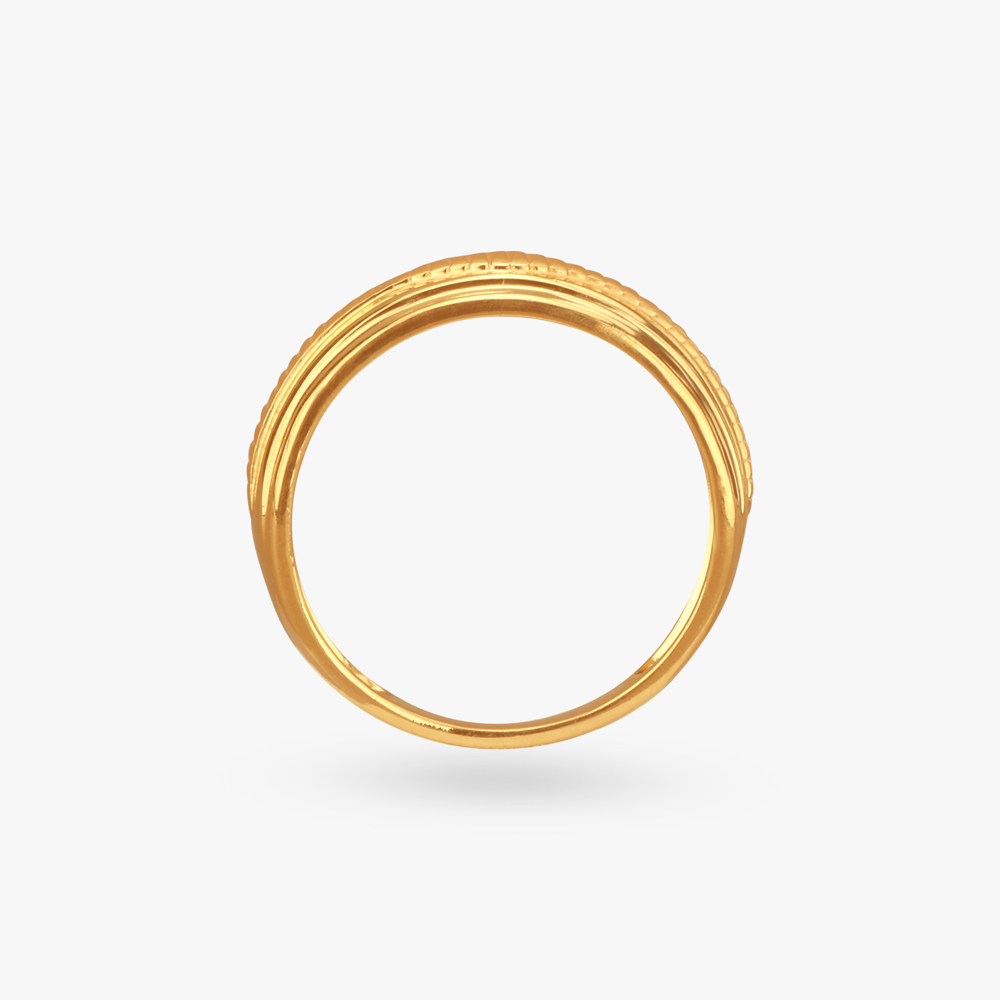 Bold Grooved Gold Finger Ring for Men