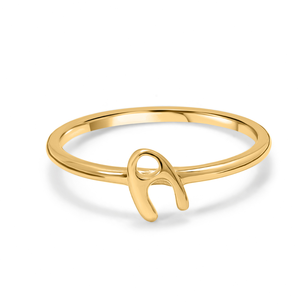 Letter A 14KT Yellow Gold Initial Ring