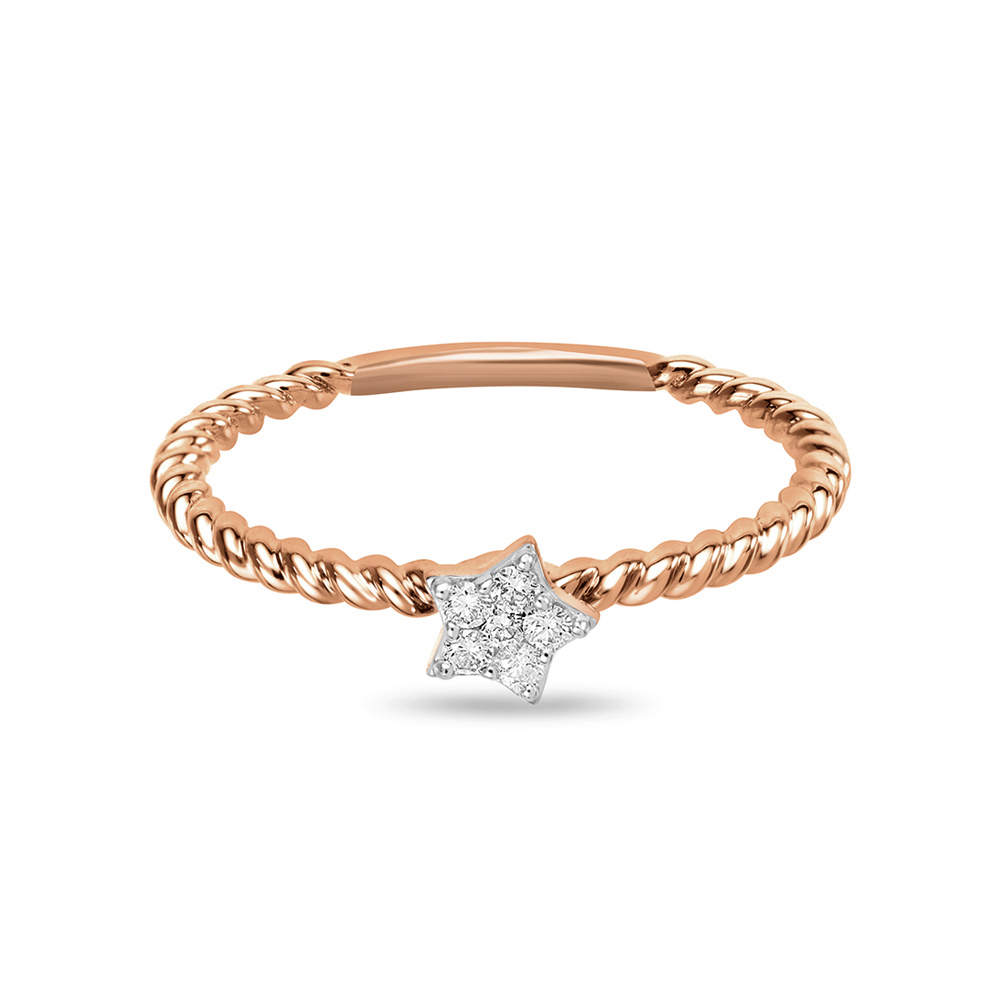 14kt Rose Gold Star Shaped Diamond Ring
