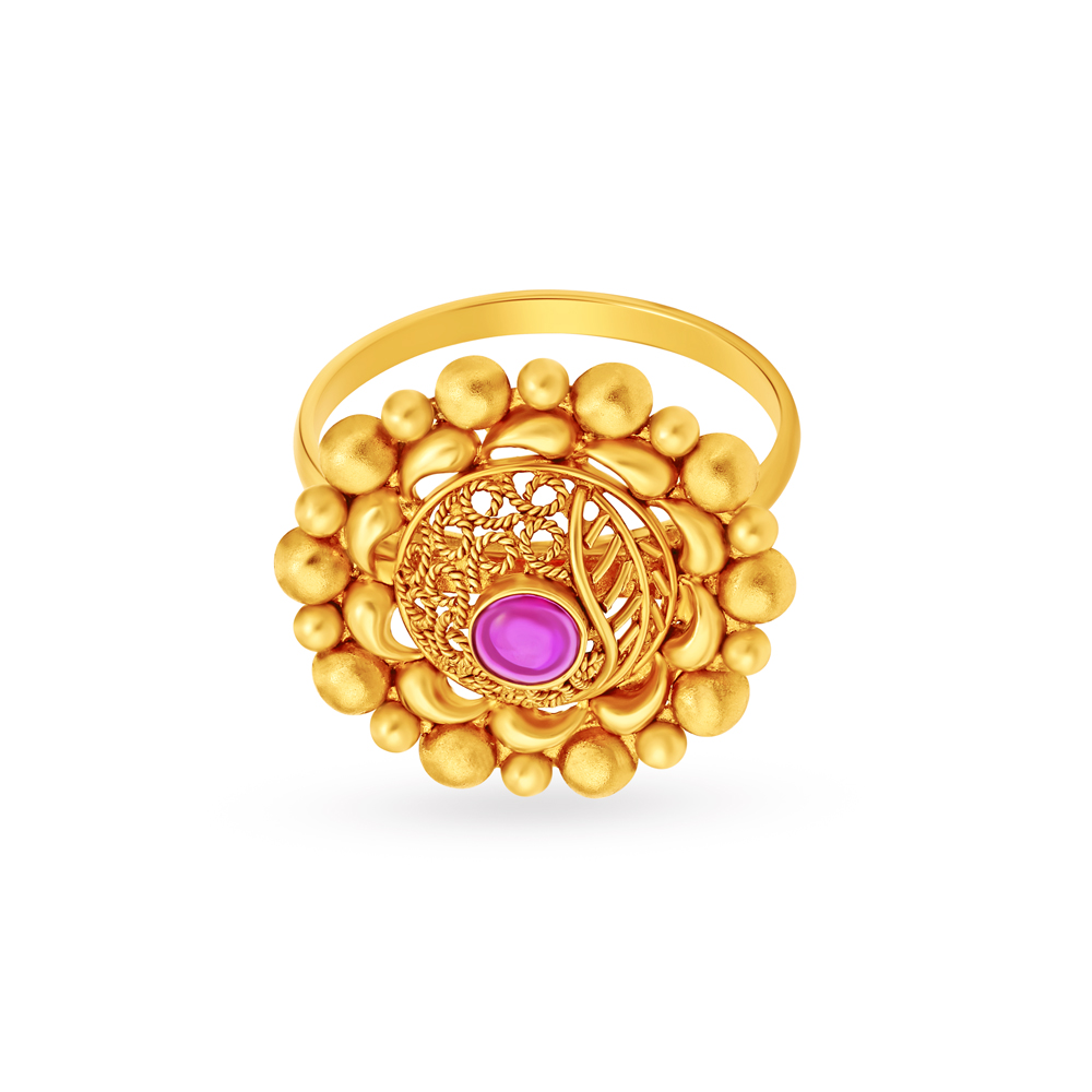 Elegant Floral Ring with Gemstone