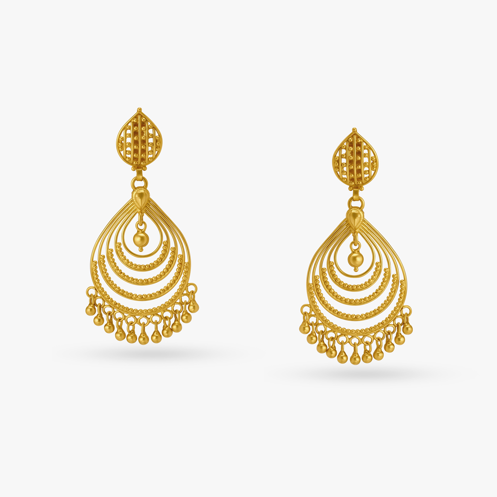Traditional Mango Shape Gold Drop Earrings