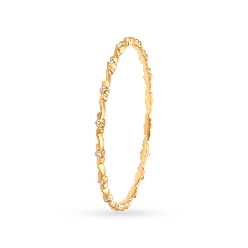 Sophisticated Dainty Diamond Adorned Gold Bangle