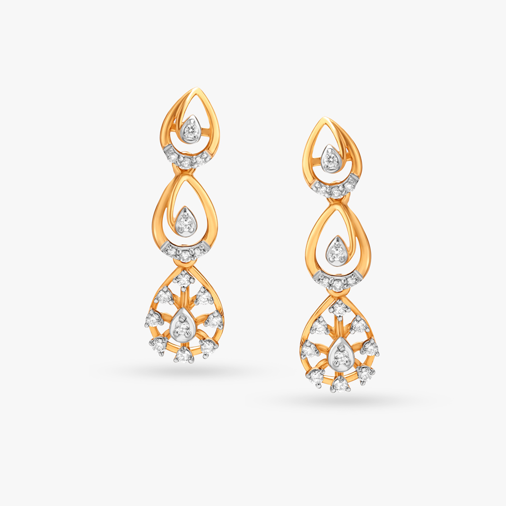 Connected Paisley Diamond Drop Earrings