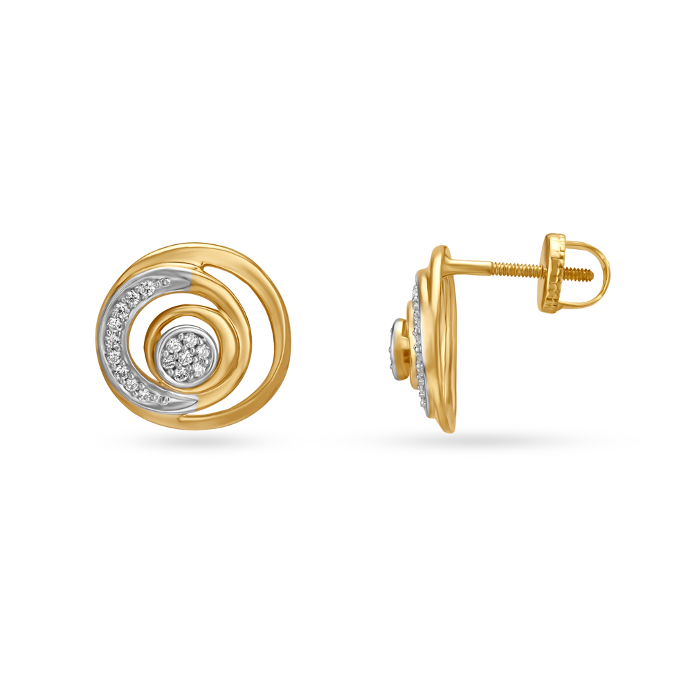 Third Eye Gold and Diamond Stud Earrings