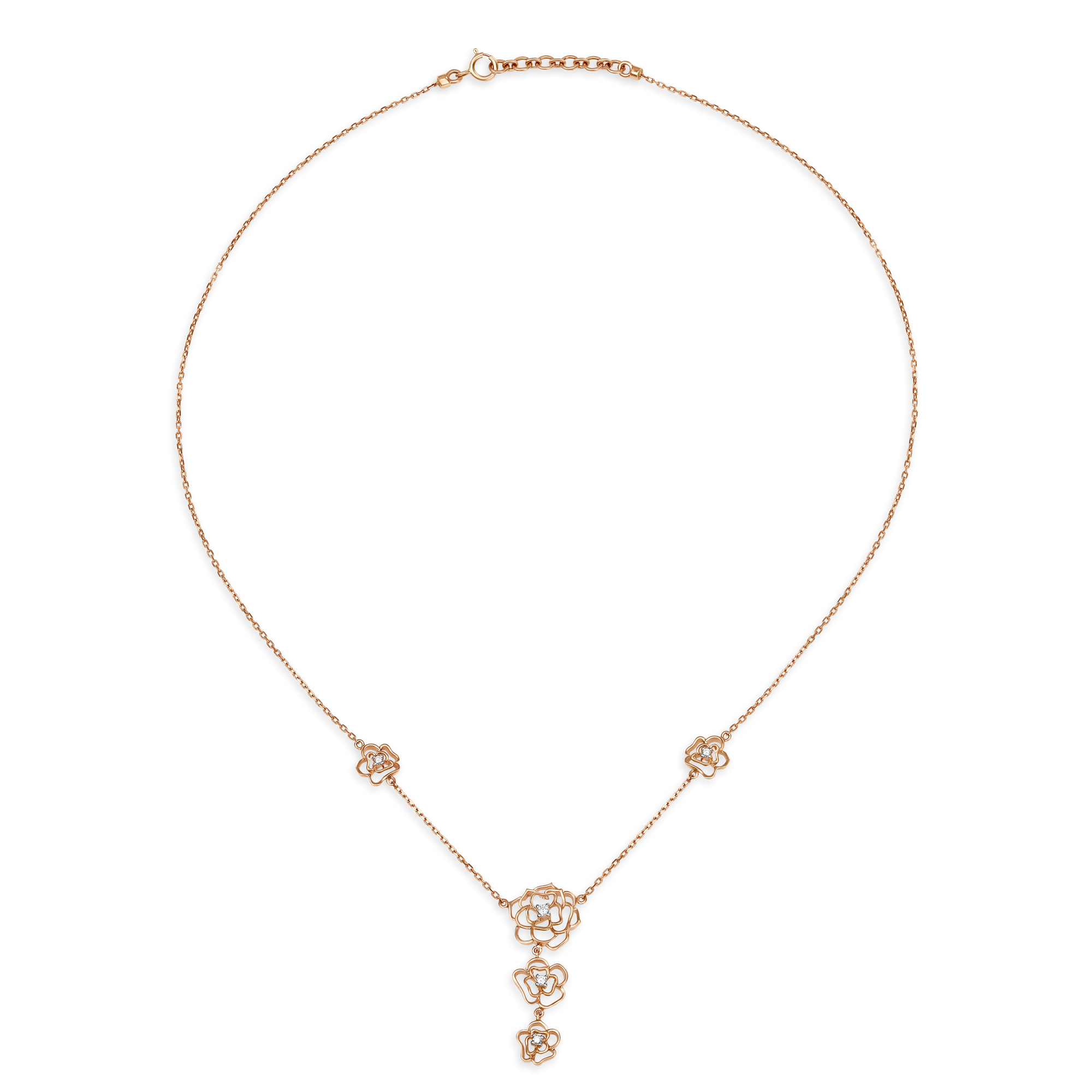 14KT Rose Gold Diamond Neckwear With Floral Design