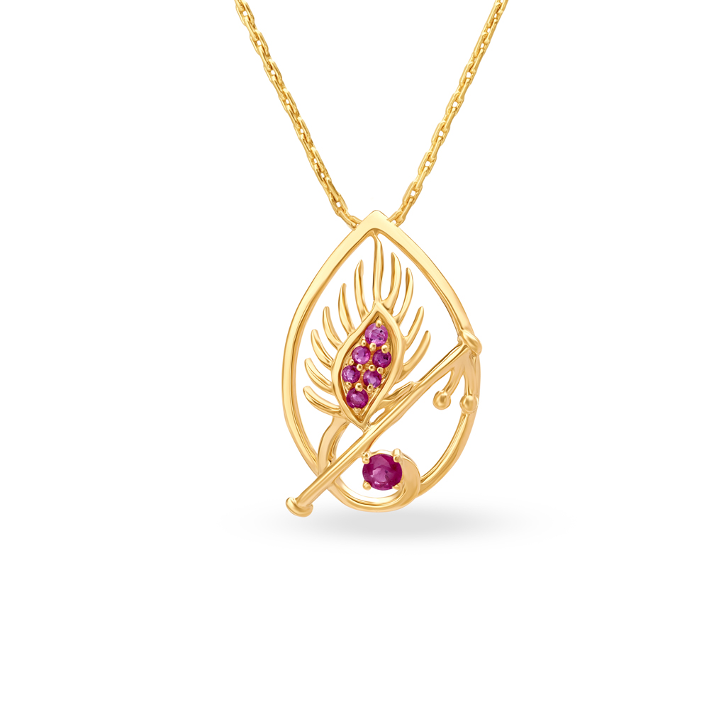 Stunning Gold Pendant With Ruby