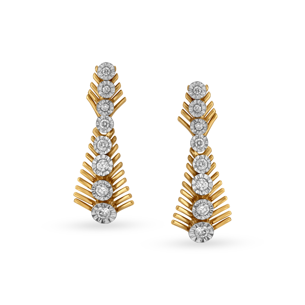 Ethereal Diamond and Gold Drop Earrings
