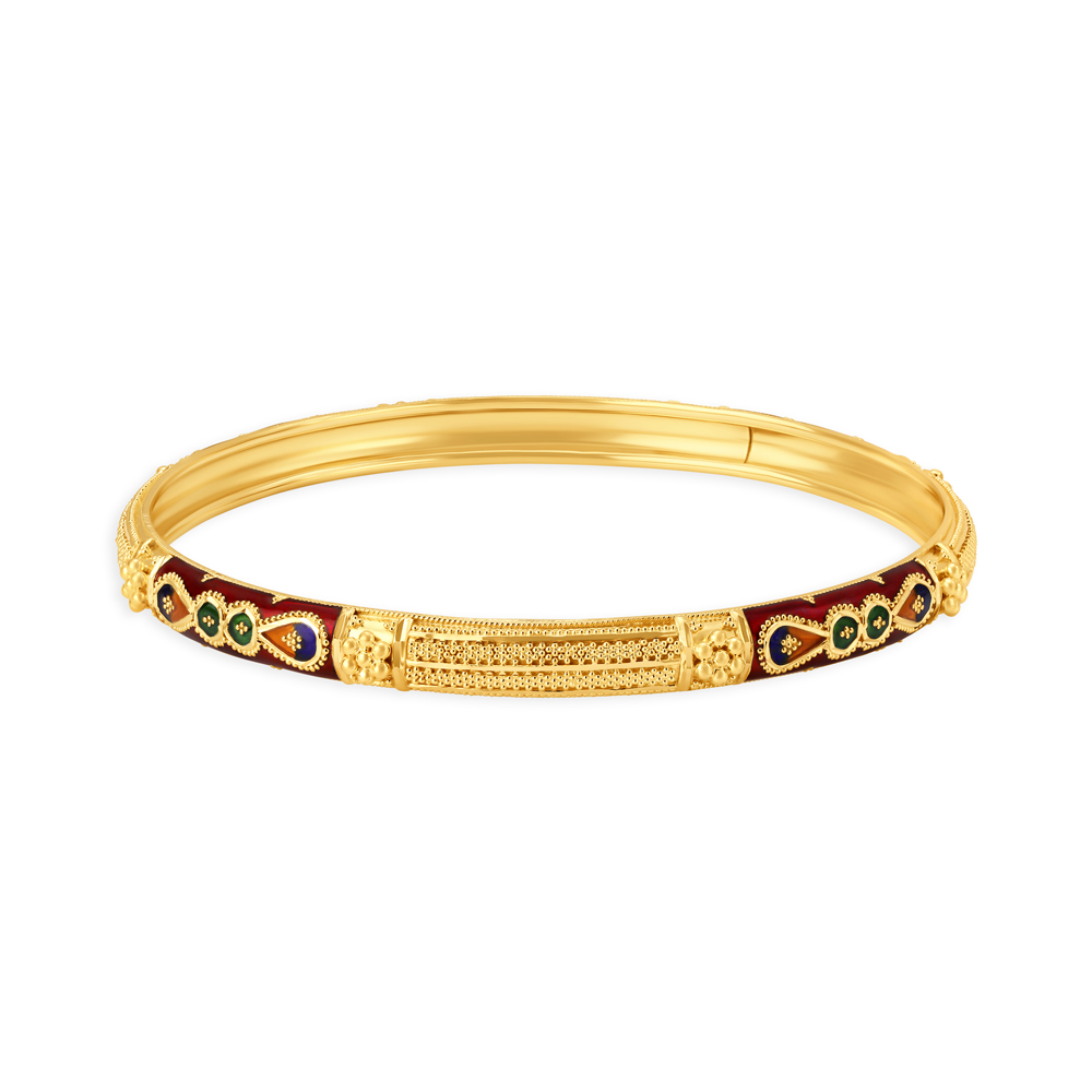 Gold Textured Enamel Bangle