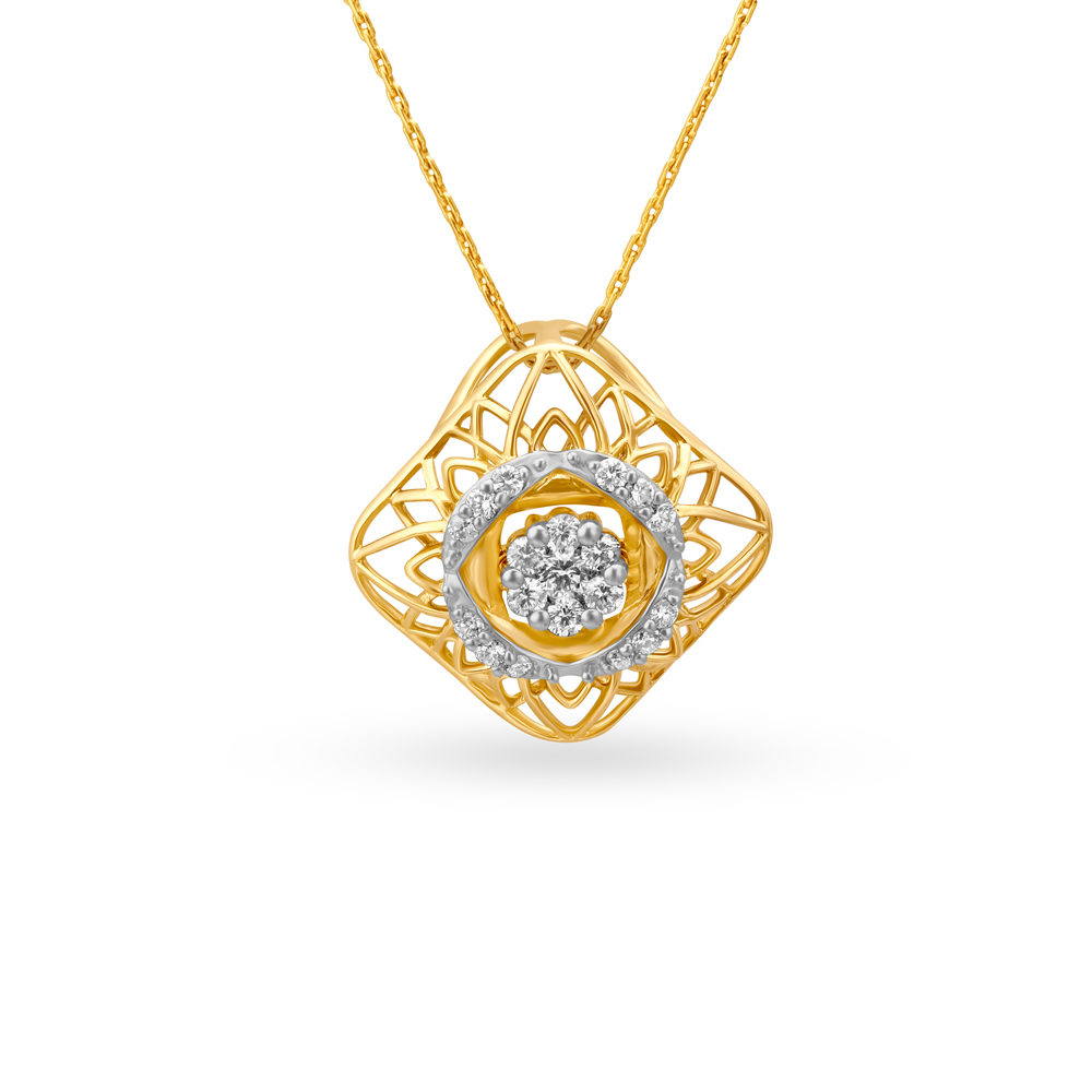 Minimalistic Floral Diamond Pendant