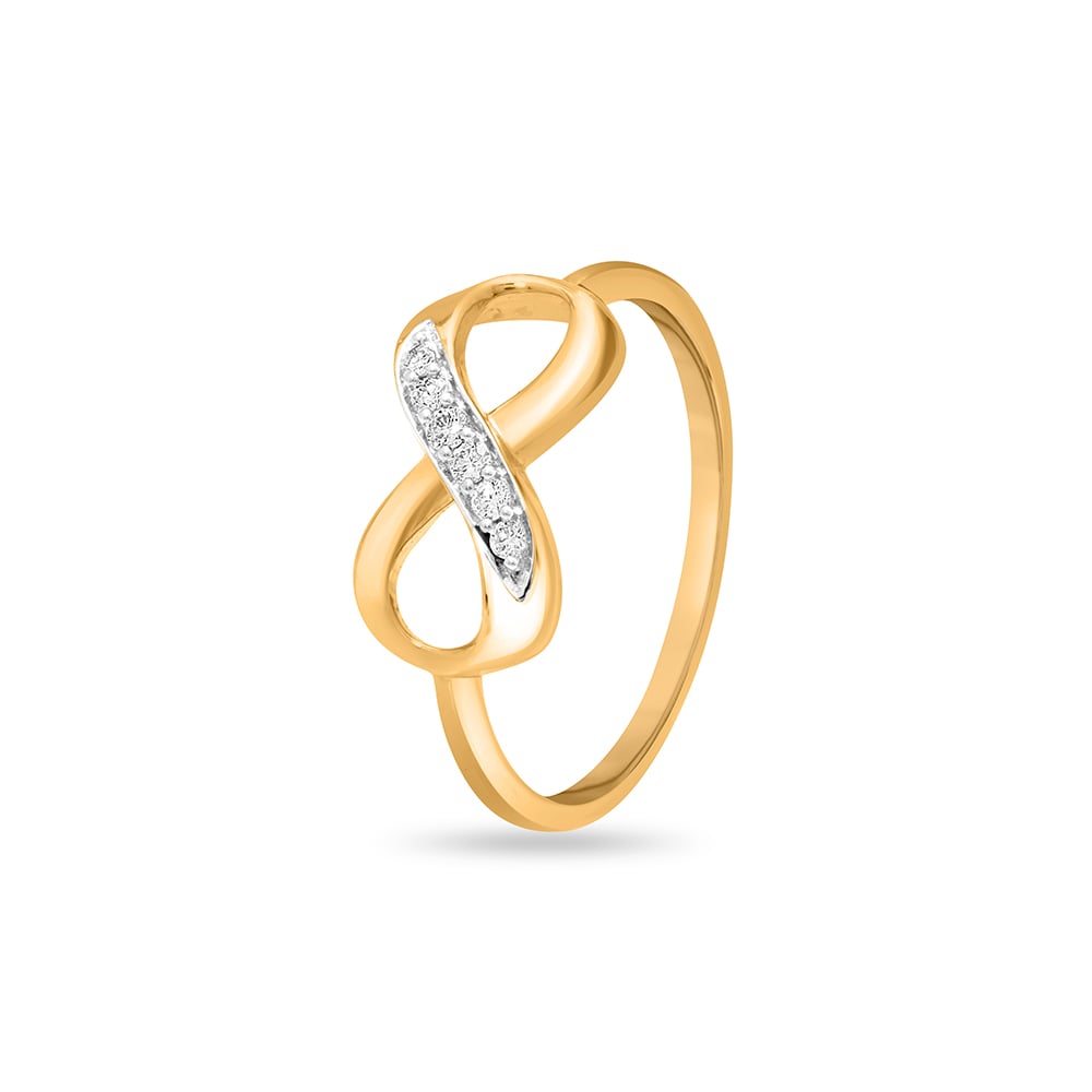 14KT Yellow Gold Infinity Diamond Finger Ring