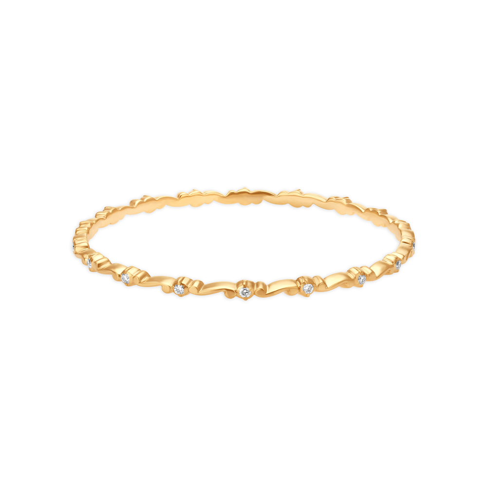 Sophisticated Dainty Diamond Adorned Gold Bangle