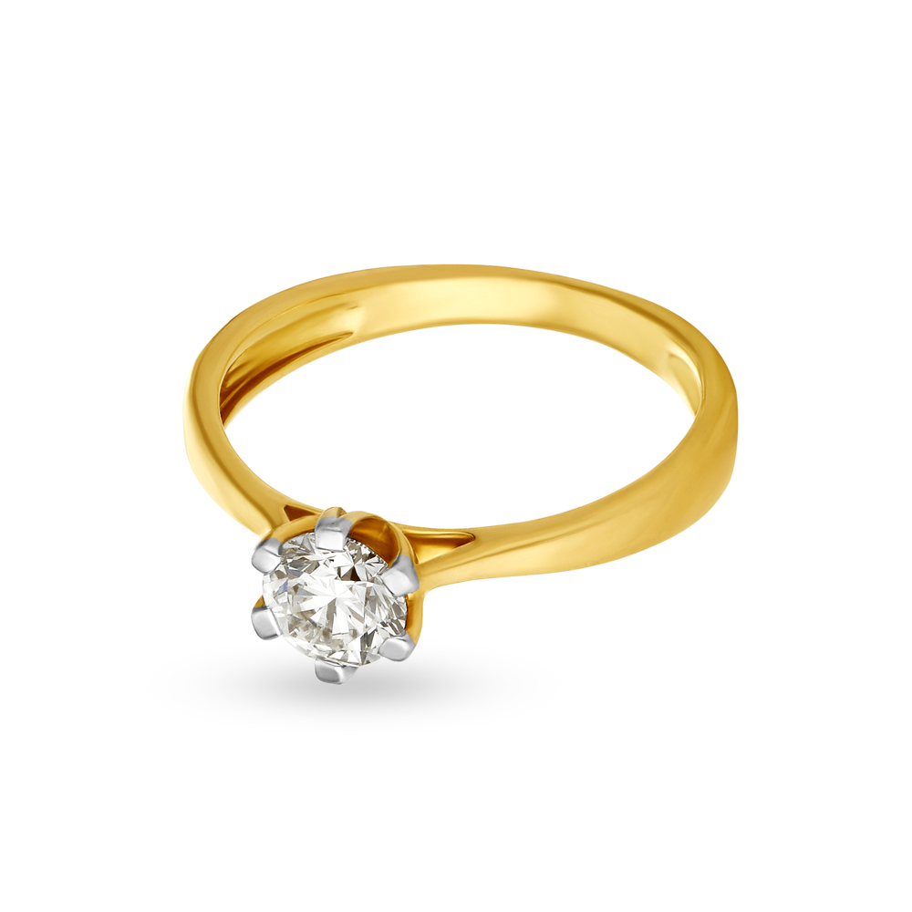 Timeless 18 Karat Yellow Gold Solitaire Finger Ring