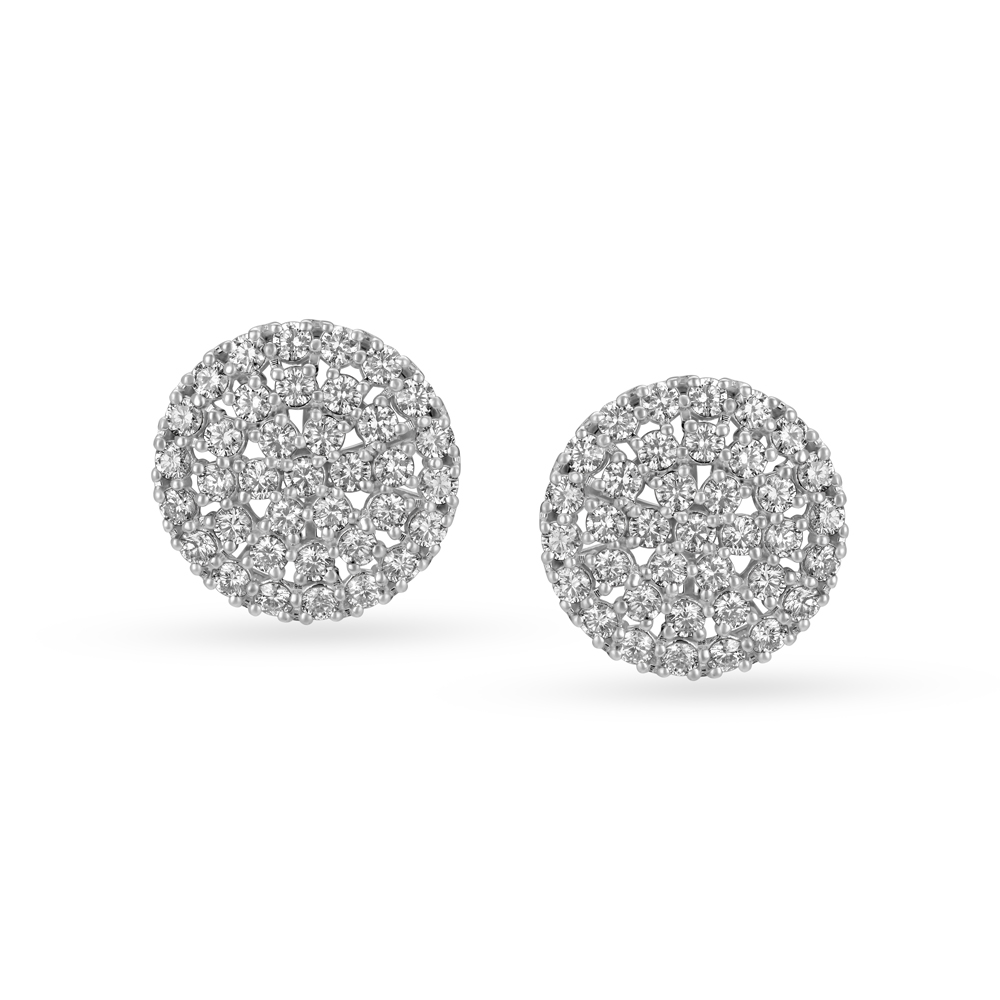 Hypnotic 18 Karat White Gold And Diamond Clustered Studs