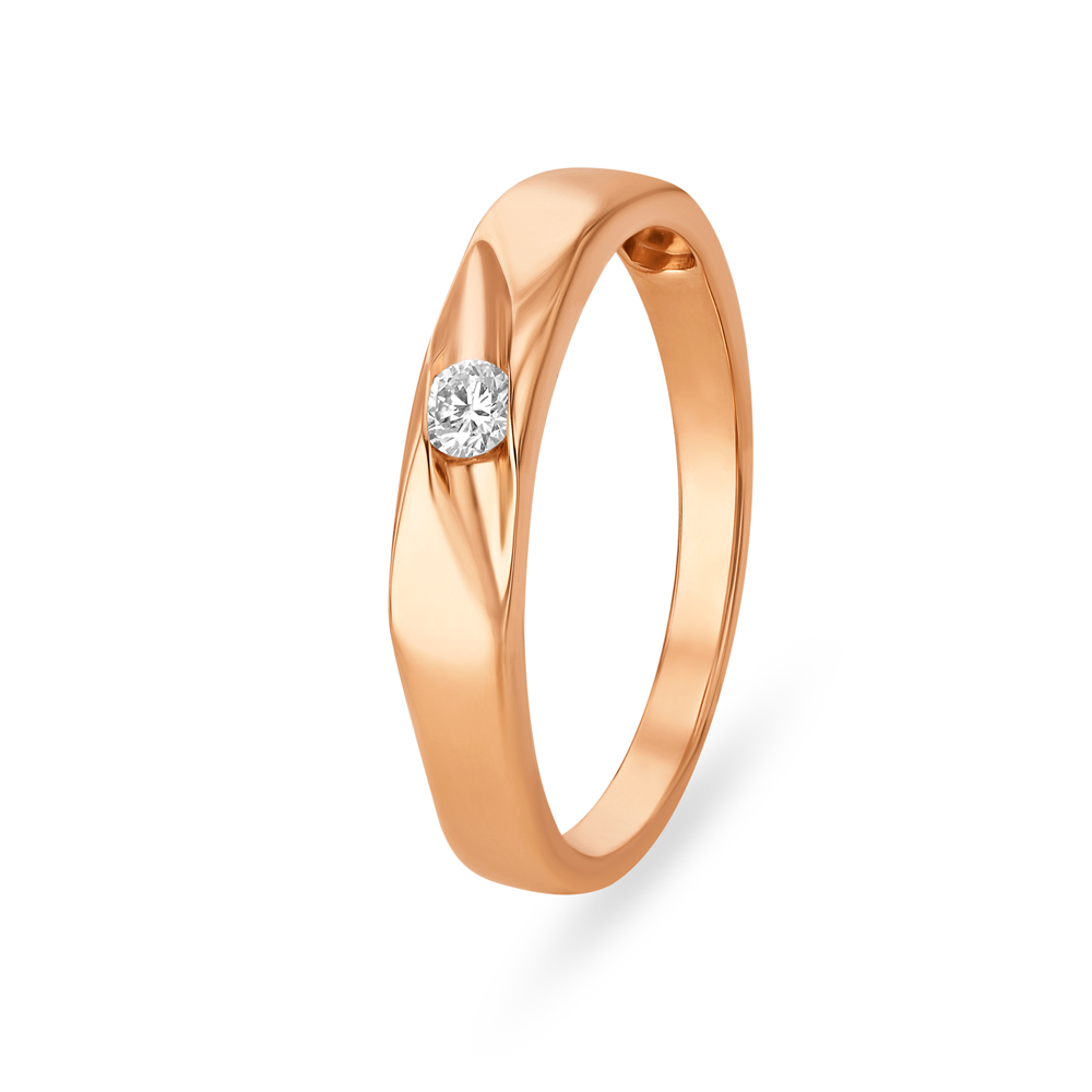 Entrancing 18 Karat Rose Gold And Diamond Slender Finger Ring