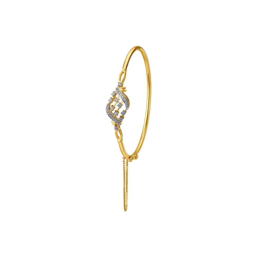 Enticing Vine Diamond Bangle in Yellow and White Gold