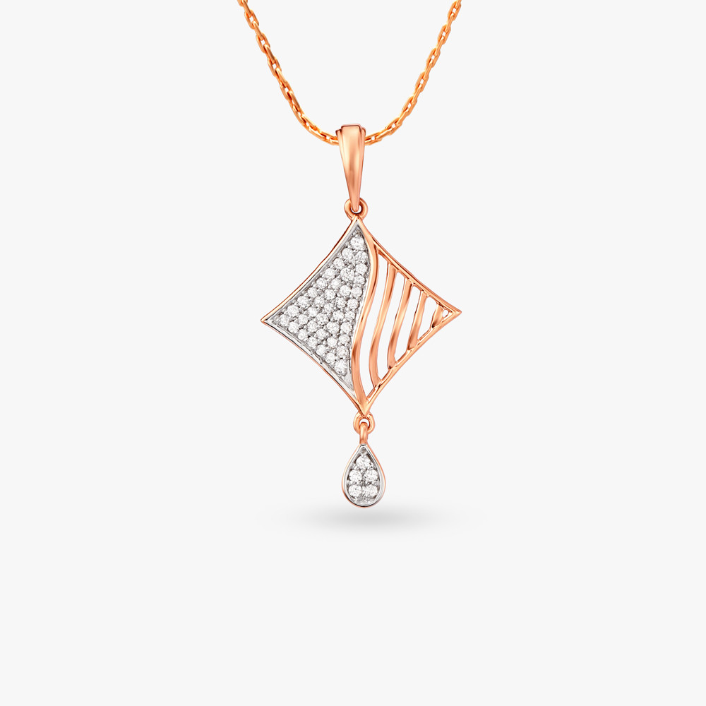 Abstract Diamond Pendant and Earrings Set