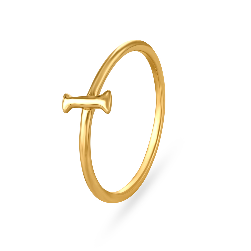 Letter I 14KT Yellow Gold Initial Ring