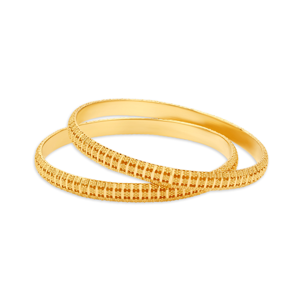 Charming 22 Karat Yellow Gold Floral Bead Bangle