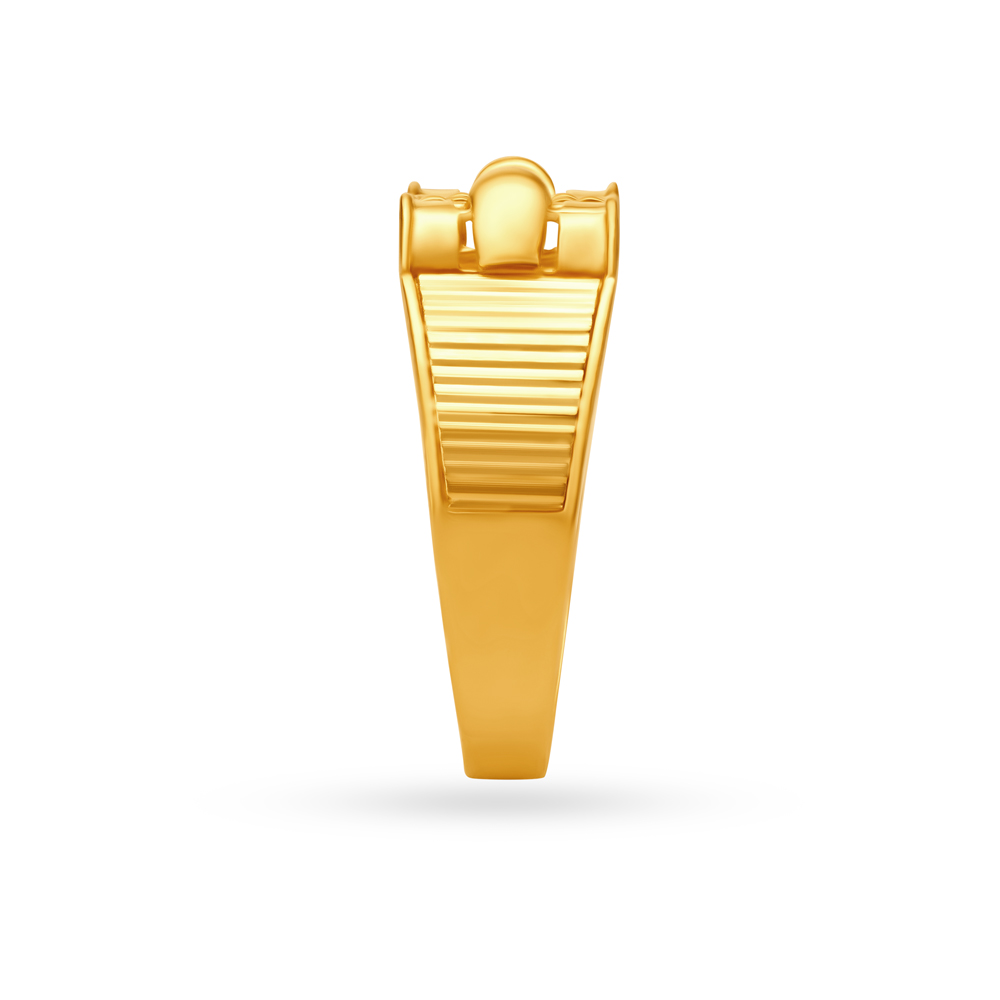 Mesh Pattern Gold Men's Finger Ring