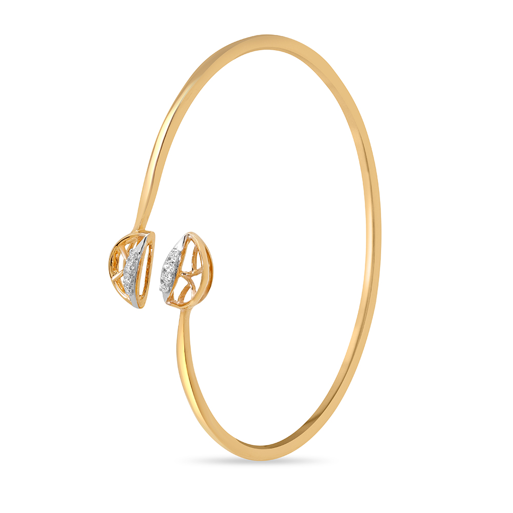 14 KT Yellow Gold Minimal Dazzle Diamond Bangle