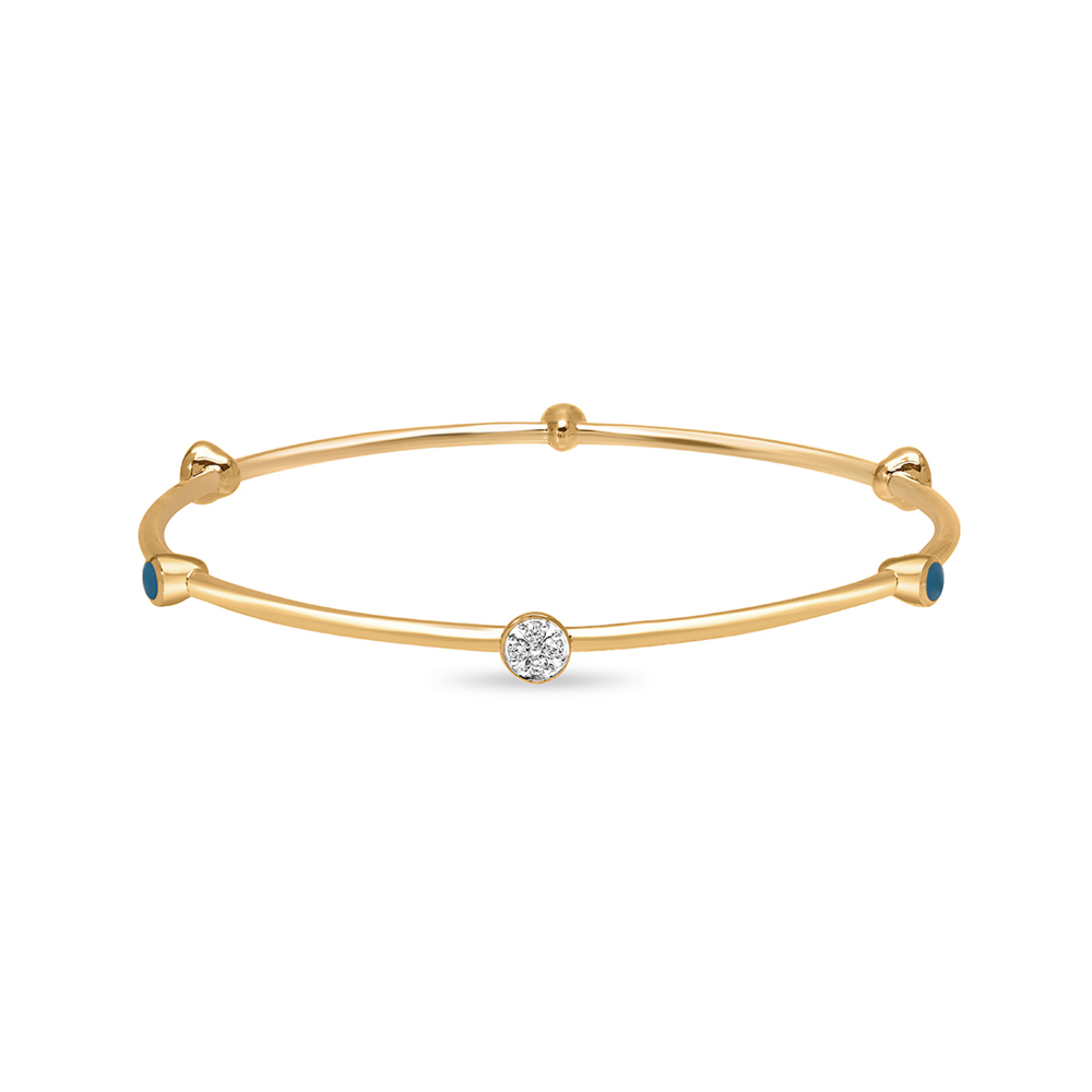 14 KT Yellow Gold Circle Drop Diamond Bangle