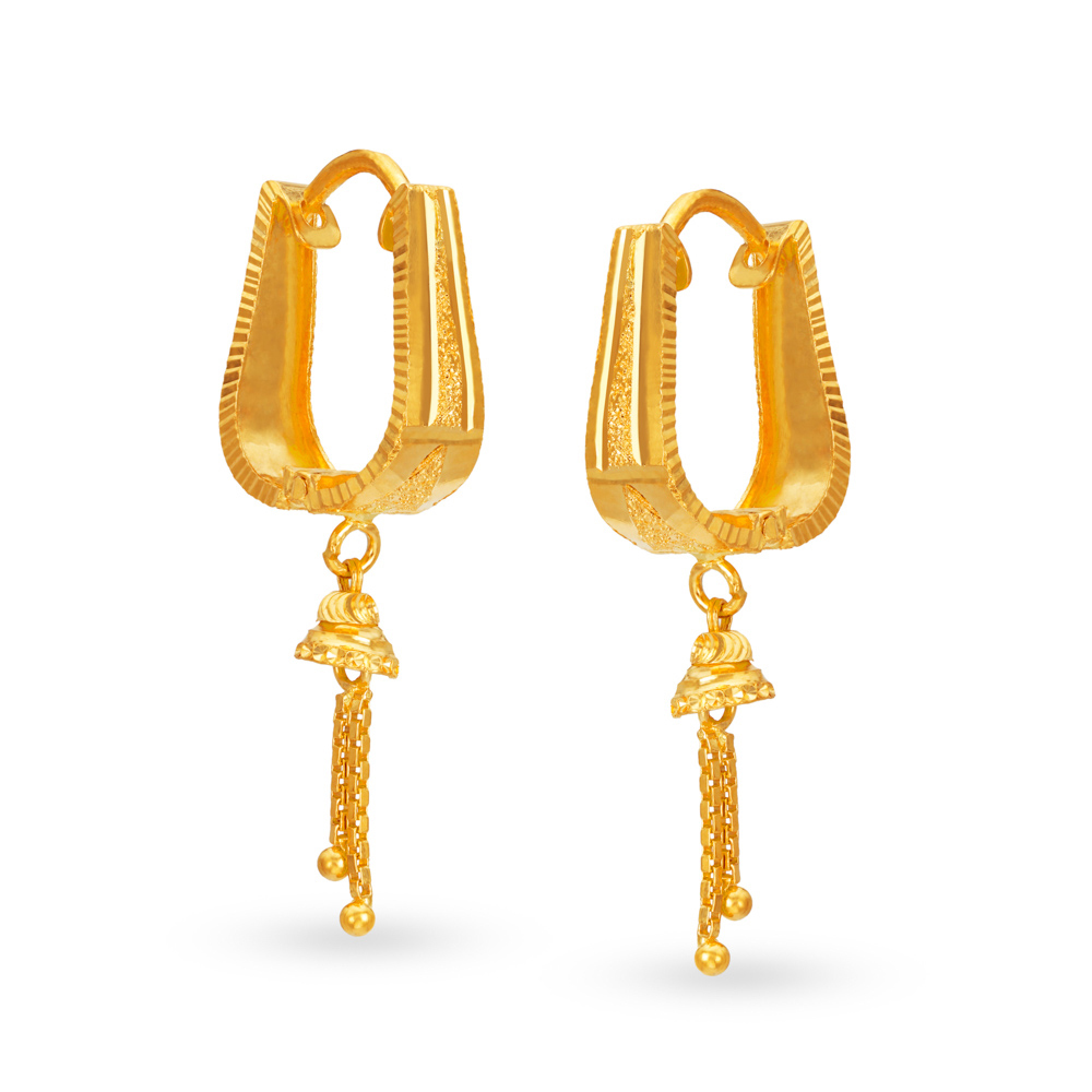 Lovely Geometric Gold Bali Drop Earrings