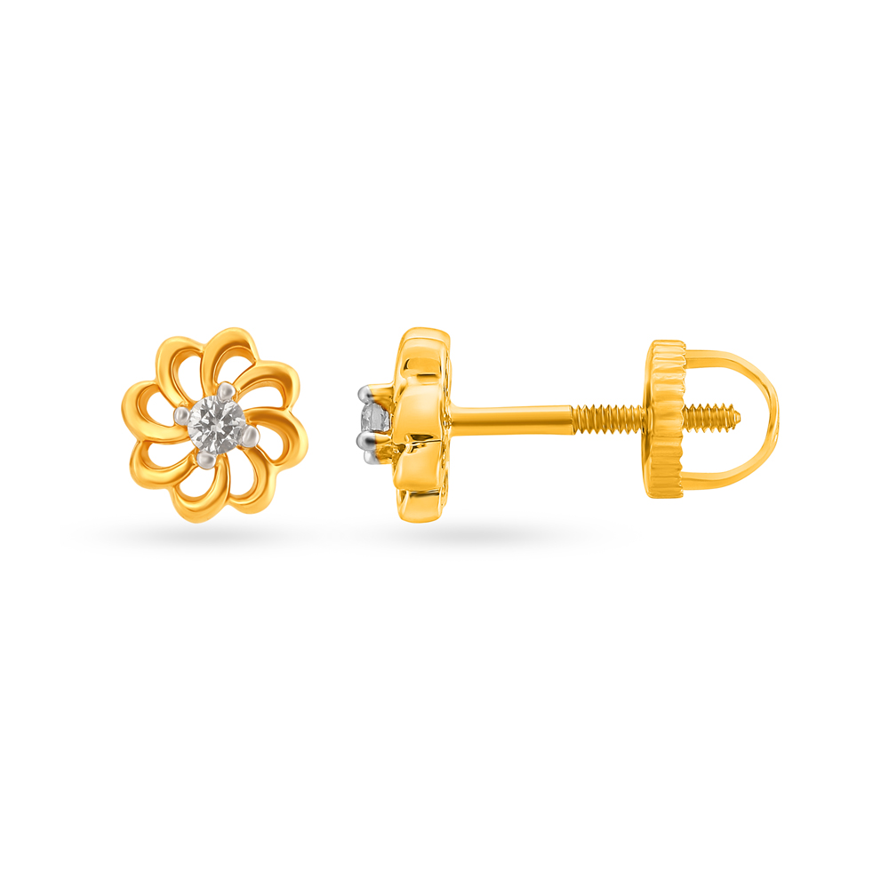 Petite Floral Diamond Stud Earrings