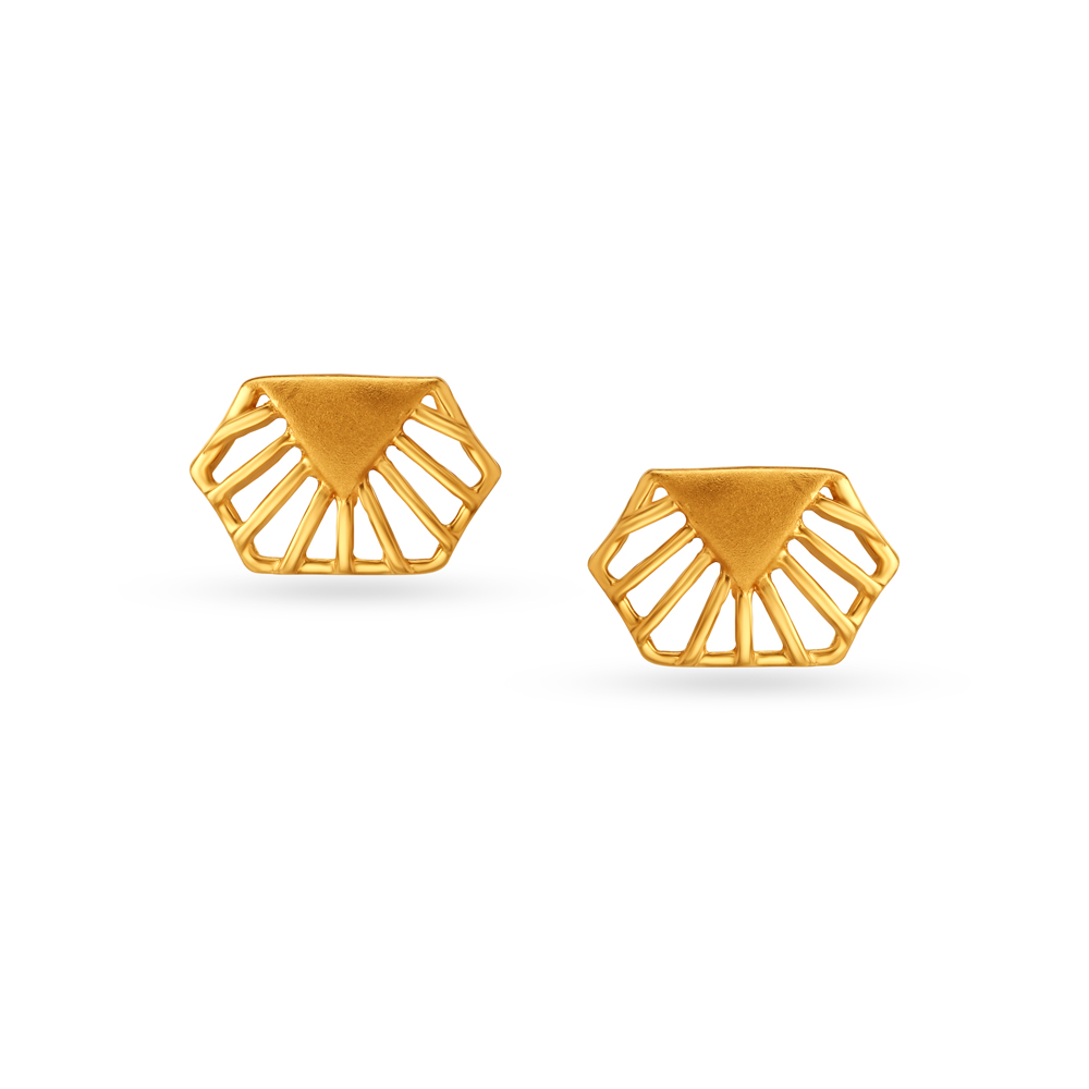 Stylish Hexagonal Gold Stud Earrings
