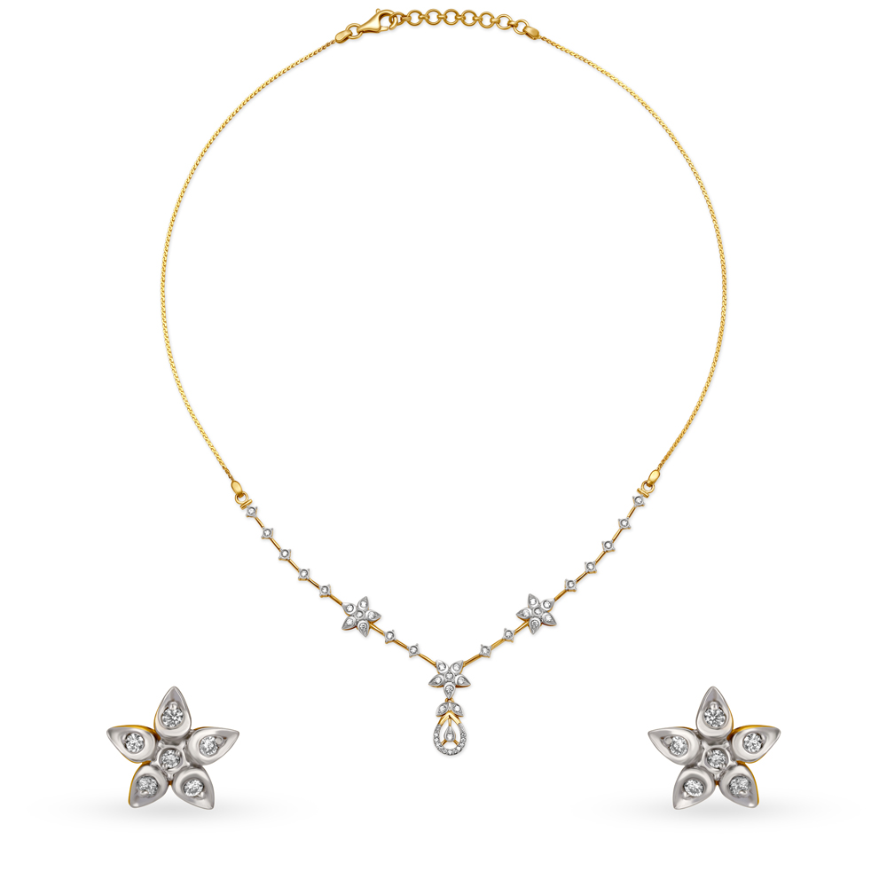 Multiple Stone Floral Necklace Set