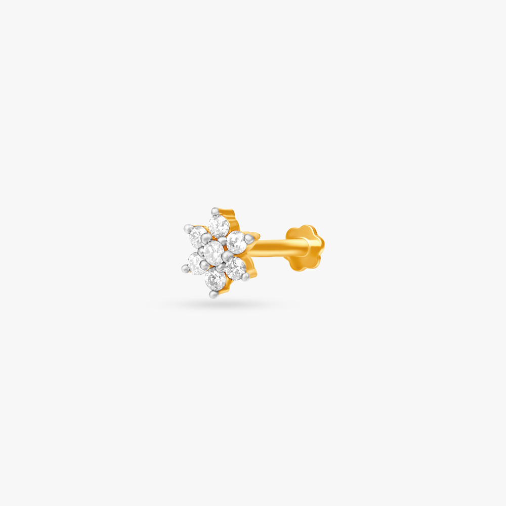 Seven Stone Striking Floral Diamond Nose Pin