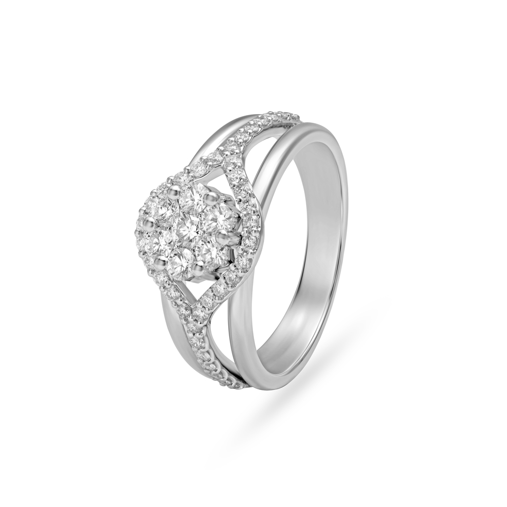 Pristine Floral White Gold Finger Ring