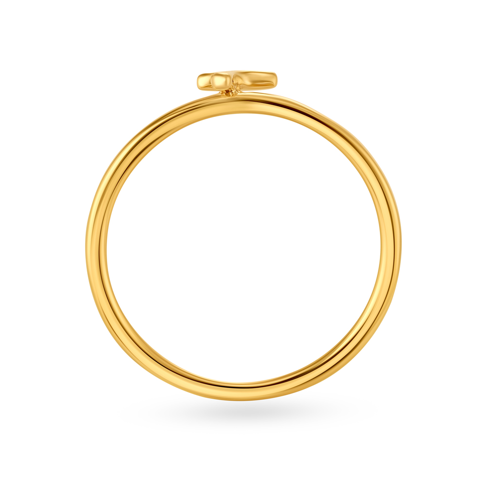 Letter T 14KT Yellow Gold Initial Ring